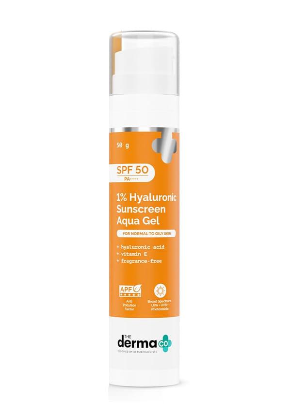The Derma Co. 1% Hyaluronic Sunscreen SPF 50 Aqua Gel: The Best Non ...